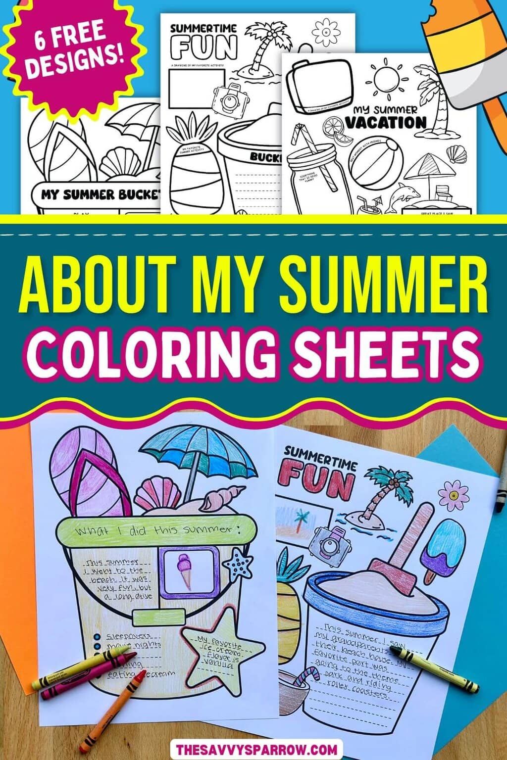 "All About My Summer" Printable Coloring Worksheets for Kids