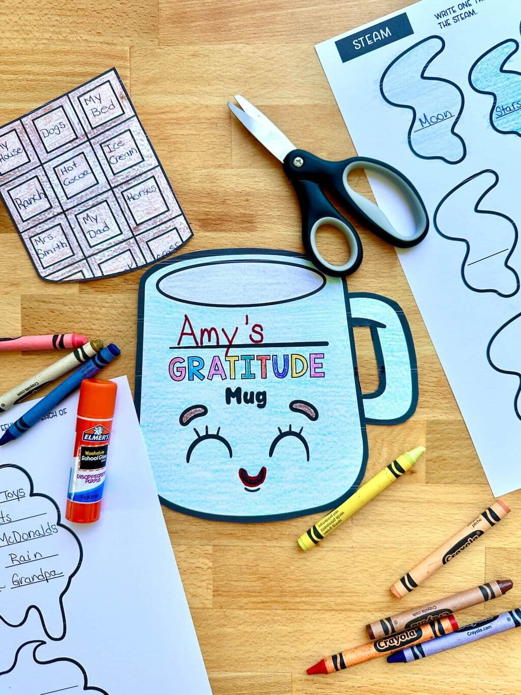 Gratitude Mugs - Free Printable Gratitude Crafts for Kids