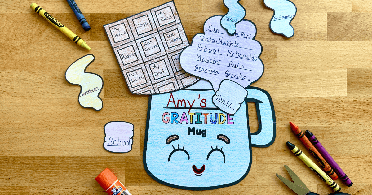 Gratitude Mugs - Free Printable Gratitude Crafts for Kids