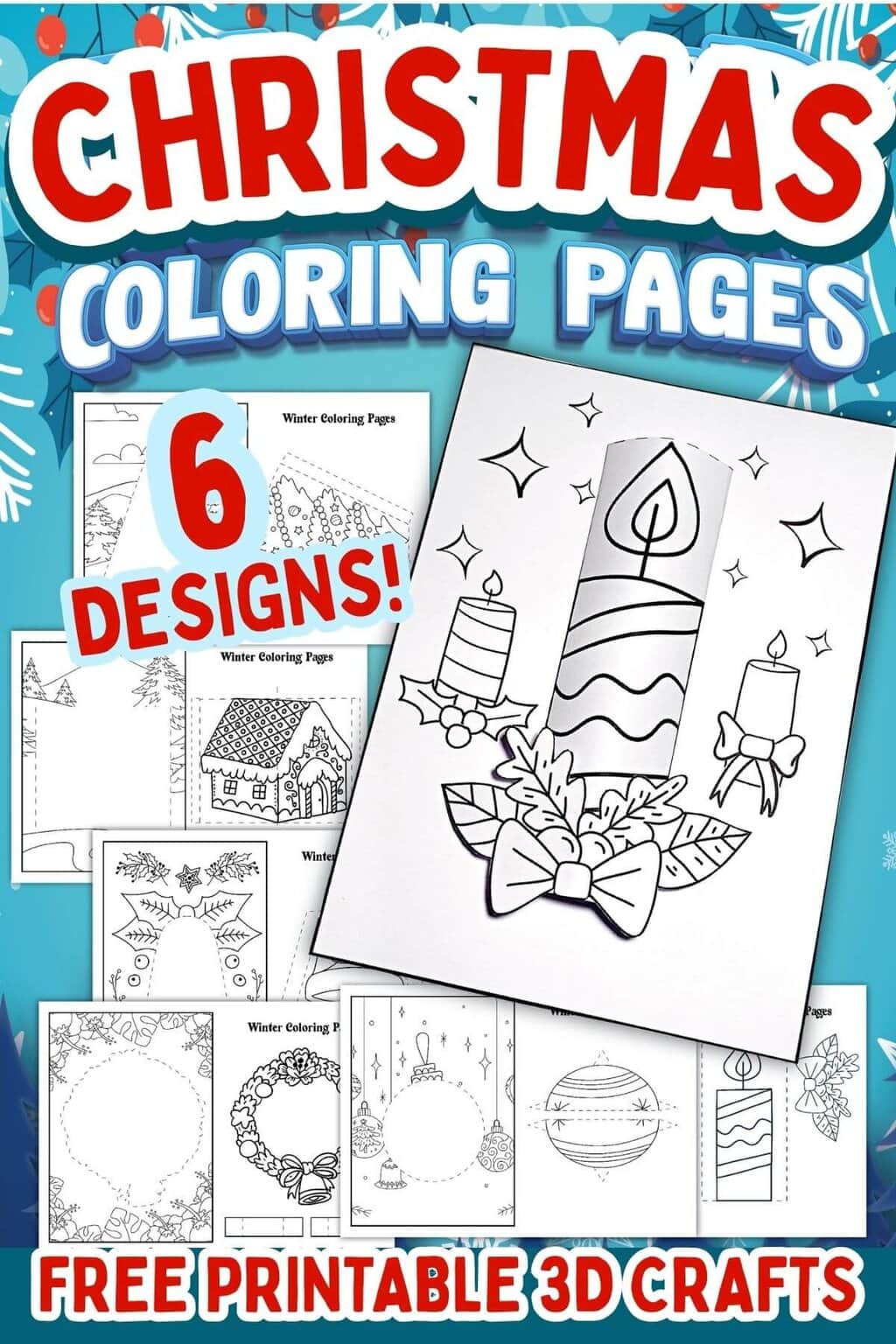 3D Christmas Coloring Pages - 6 Free Printable Sheets - The Savvy Sparrow