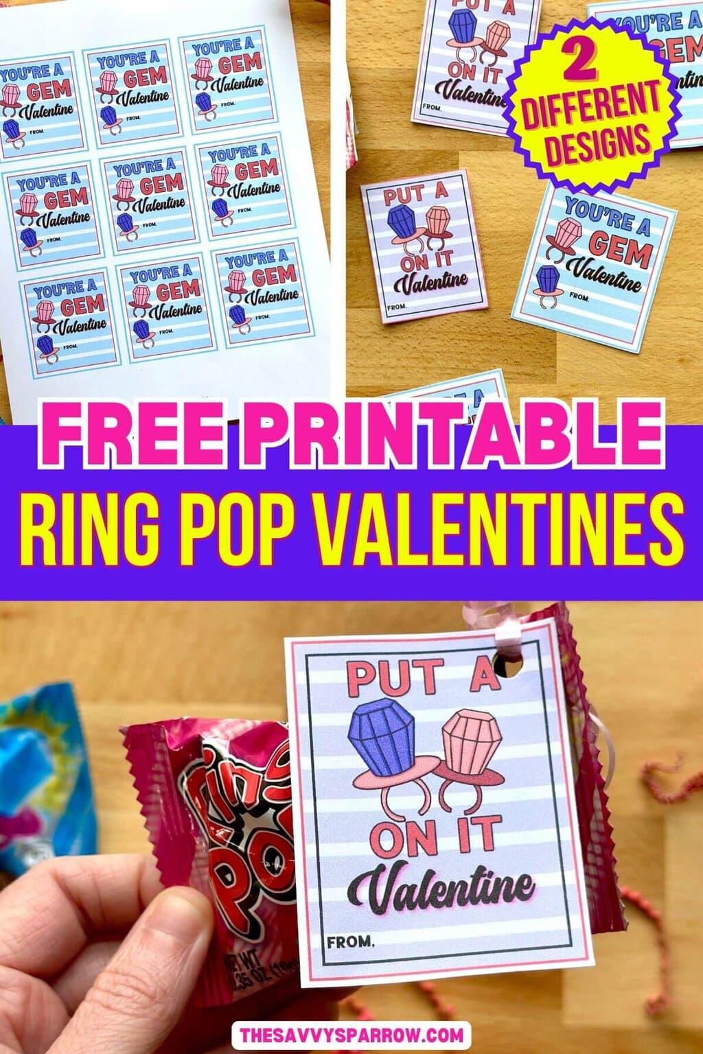 Free Printable Ring Pop Valentines for Kids