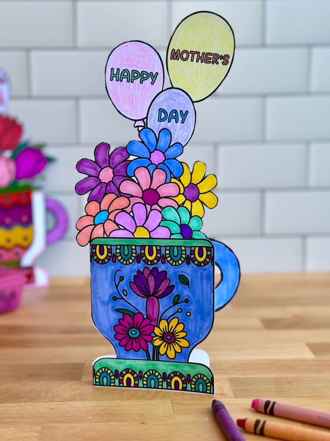 Mother's Day Teacup Card Crafts - Free Printable